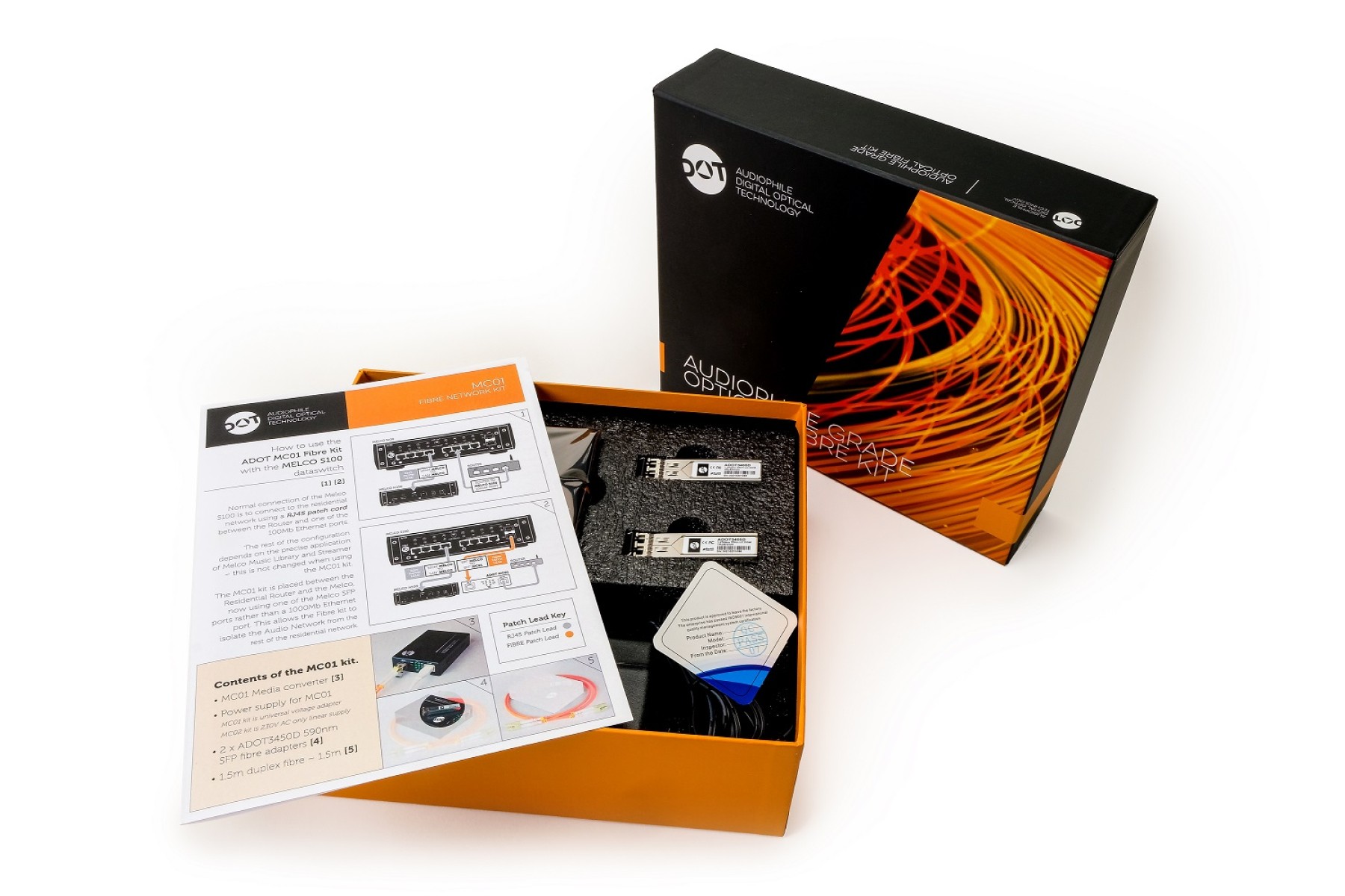ADOT MC01 (Media Converter) Audiophile Optical Fibre Network Kit